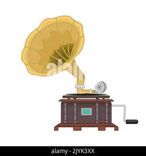 Old-fashioned record player cartoon illustration Stock Vector Image ...