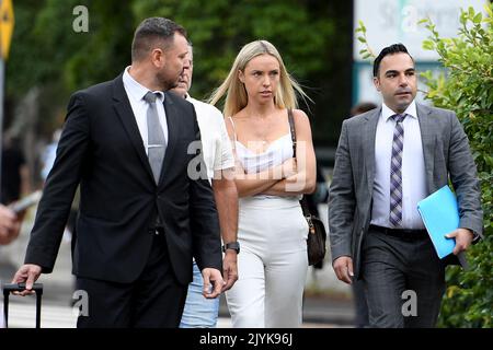 Kara Childerhouse (centre), the fiancee of former NRL player Michael ...