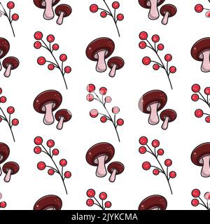 Seamless pattern with mushrooms. Background of forest autumn vegetable ...