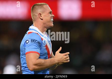 Lindsay Collins of the Roosters celebrates after scoring a try during ...