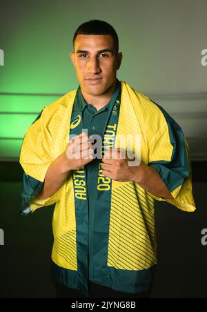 Australian Super Heavyweight boxer Justis Huni poses for a photograph ...