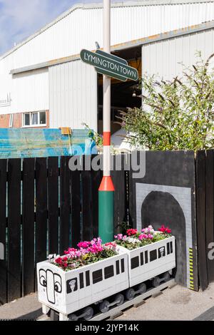 Lymington Town railway station signpost, Hampshire, England Stock Photo ...