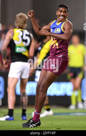 Keidean Coleman of the Lions during the Round 11 AFL match between the ...