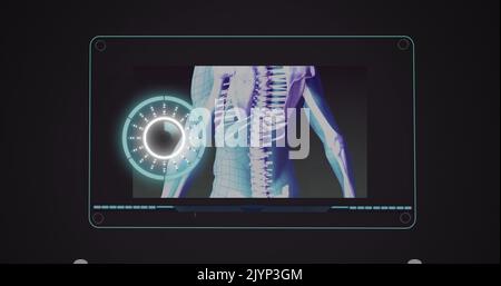 Image of scope scanning and human body spinning on screen Stock Photo ...