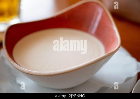 A bowl of Slovenian Soured milk, "Kislo mleko", a food product which ...