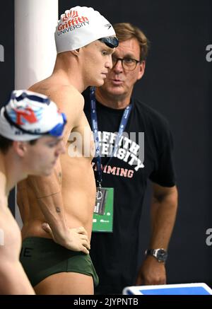 Coach Michael Bohl is seen during a training session at the Australian ...