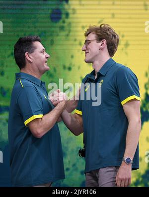 Australian national swim team coach Rohan Taylor (left) is seen with ...