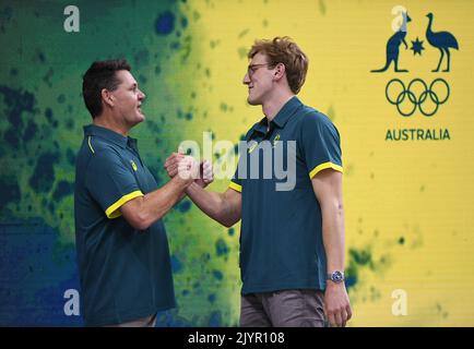Australian national swim team coach Rohan Taylor (left) is ...