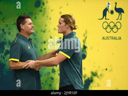 Australian national swim team coach Rohan Taylor (left) is seen with ...