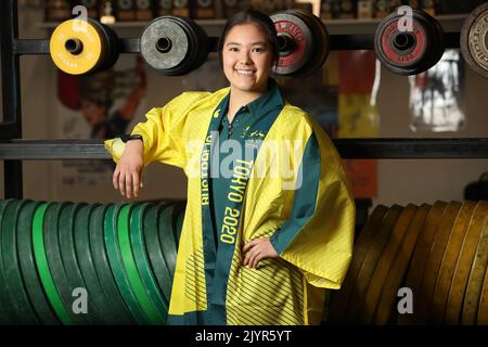 Australia weightlifter Kiana Elliott poses for a photo during an ...