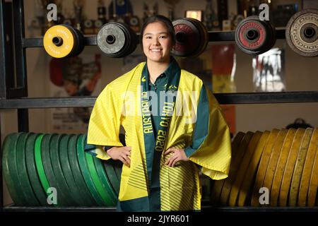 Australia weightlifter Kiana Elliott poses for a photo during an ...