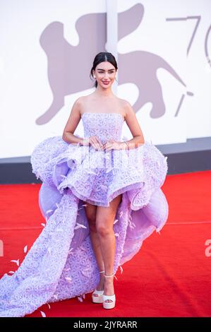 Guest attends "The Son" red carpet at the 79th Venice International ...