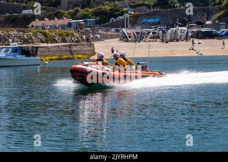 A RNLI rescue RIB in Brixham Harbour Stock Photo - Alamy