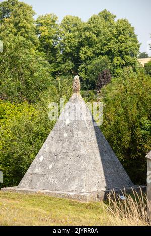 A Pyramid memorial at St Andrews Church, Nether Wallop, Hampshire Stock ...