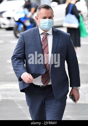 Lawyer Adam Magill is seen arriving at the Brisbane Magistrates Court ...