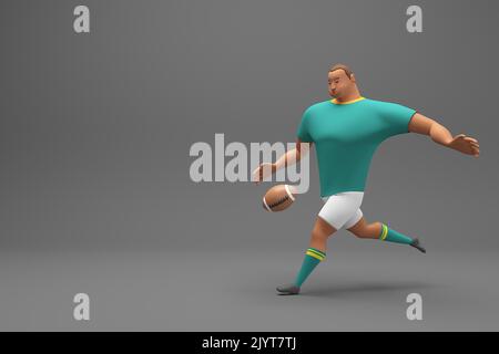 3d rendering Rugby players fight for the ball on professional rugby ...