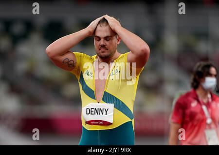 Matthew Denny of Australia reacts after narrowly missing the bronze ...