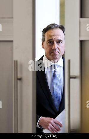 Minister for Health Greg Hunt at a press conference at Parliament House ...