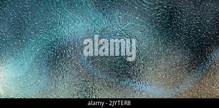 Dark blue matte surface. Plastic glass. Frosted winter window glass ...