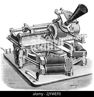 Illustration of Edison's recording apparatus. The apparatus was used ...