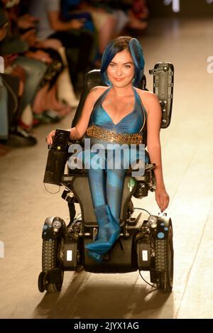 Model Sawsan Zakaria on the runway during the Double Take Runway Show ...