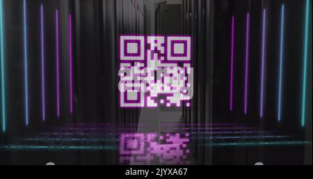 Image of qr code over servers Stock Photo - Alamy