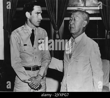 South Korean President Syngman Rhee accepting the return of the ...