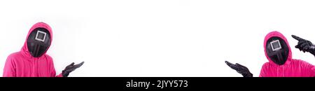 Squid Game pink guard holds hand up with Color of year 2023 Viva ...