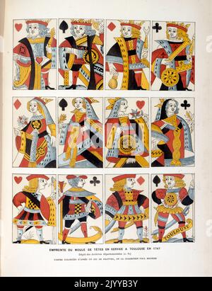 Coloured Illustration of playing cards depicting emblems made in Paris ...
