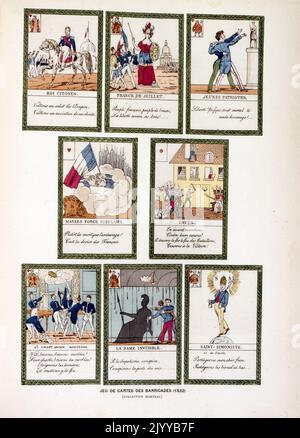 Coloured Illustration of playing cards depicting French tarot cards ...