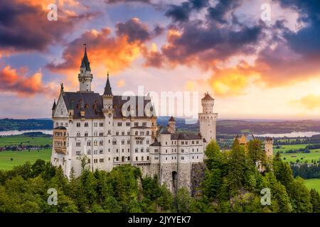 Neuschwanstein Fairytale Castle near Fussen, Bavaria, Germany. View of ...