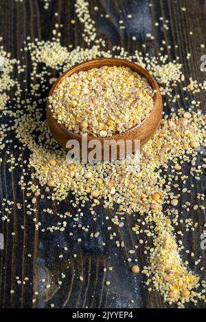 Mixed raw cereals from different types of plants, cooking from ...