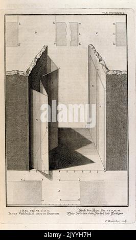 Engraving depicting a cross-section diagram of the walls of a classical ...
