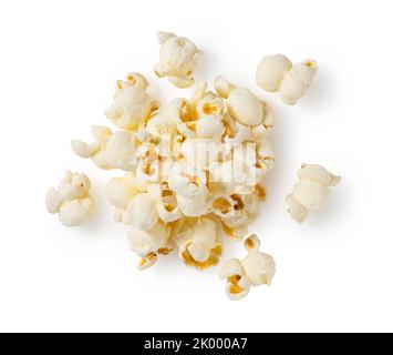 Salted Popcorn background view from above. Top view pop corn Stock ...