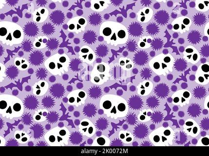 Cartoon doodle seamless Halloween skulls pattern for wrapping paper and ...