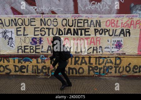Santiago, Metropolitana, Chile. 8th Sep, 2022. Demonstrators take part ...