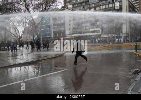 Santiago, Metropolitana, Chile. 8th Sep, 2022. Demonstrators take part ...
