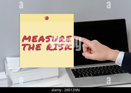 Hand writing sign Measure The Riskdetermine degree of danger based on ...