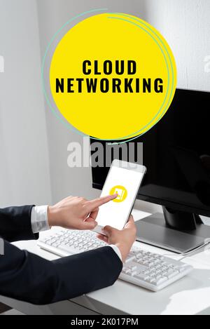 Sign displaying Cloud Networkingis term describing access of networking ...