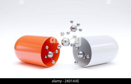 Empty Capsule shells isolated on blue background 3D Rendering Stock ...