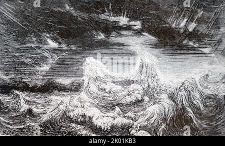 Magnetic electrical effects illuminating the primeval ocean Stock Photo ...