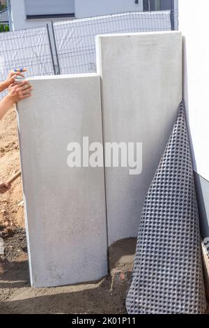 installation of a L-Stone at the concrete bed with contact to the knob ...