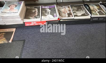 Newspaper front pages dominated by the death of Her Majesty Queen ...