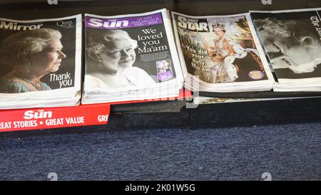 Newspaper front pages dominated by the death of Her Majesty Queen ...