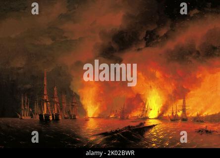 The Battle of Sinop on 30 November 1853. Museum: Russian State Library ...