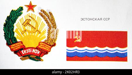 Estonian flag and emblem when Estonia was part of the Soviet Union ...