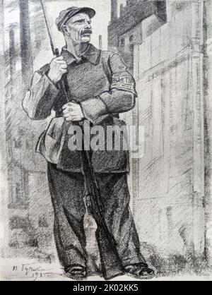 Illustration of a Red Guard. Red Guards were a transitional military ...