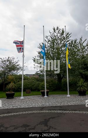 Paisley Renfrewshire council flags at half-mast Queen Elizabeth`s ...
