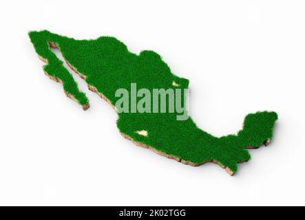 A 3D rendering of the Mexico Map soil land geology isolated on a white ...