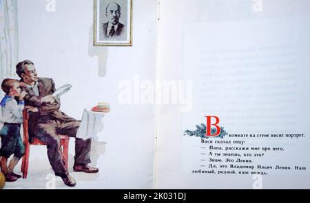 Soviet children's book Illustration showing teaching about Lenin ...